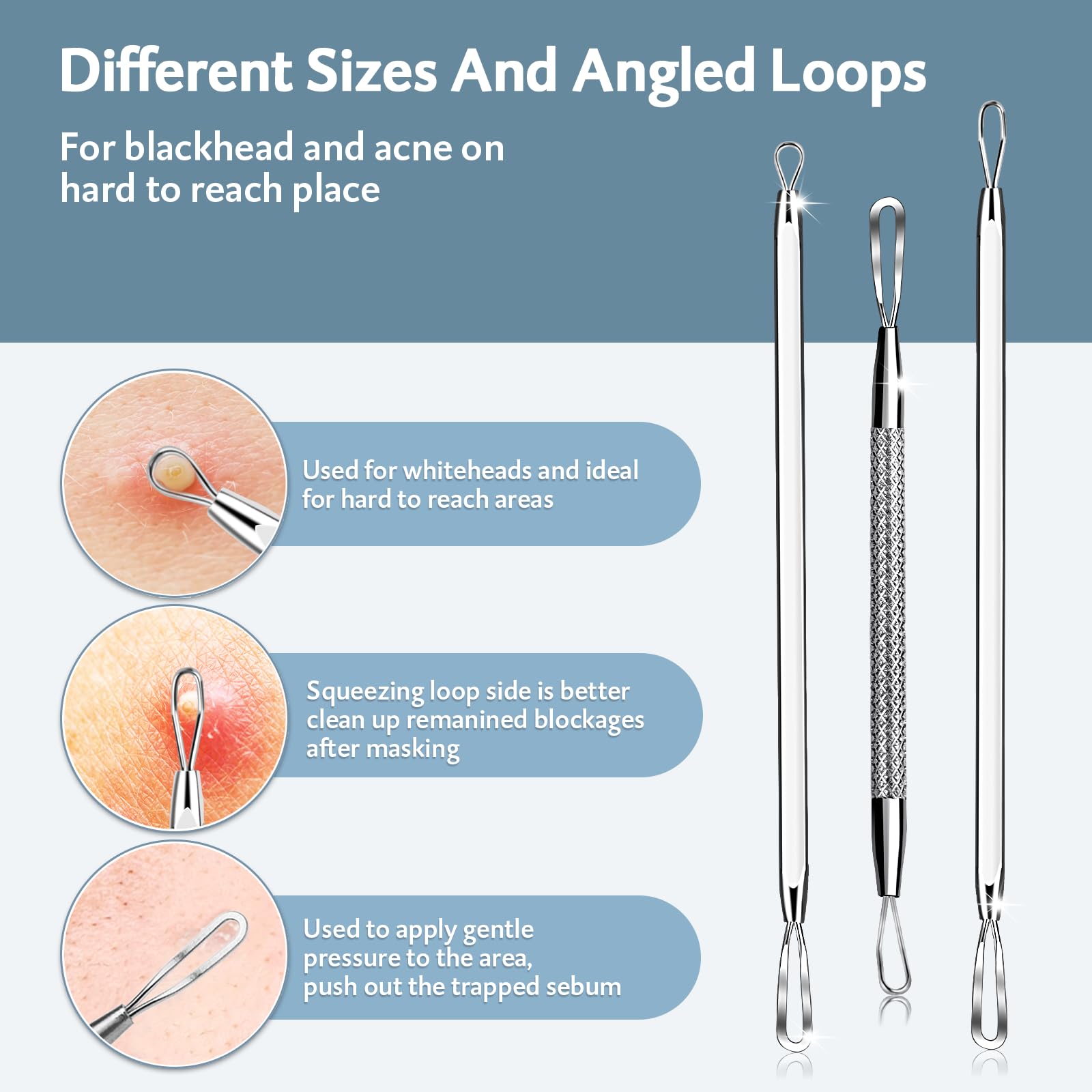 Pimple Popper Tool Kit,MENOLY 10Pcs Blackhead Remover Tools,Pimple Extractor,Acne Tools,Acne Kit for Blackhead,Blemish,Zit Removing,Whitehead Popping and Comedone Extractor Tool with Leather Bag