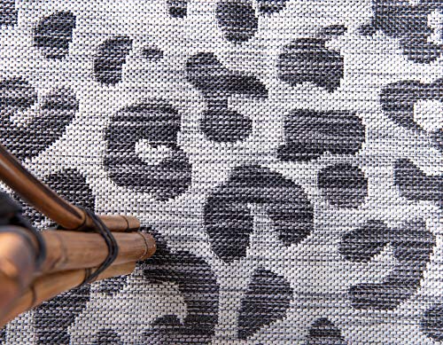 Unique Loom Outdoor Safari Collection Transitional Indoor & Outdoor Wildlife Inspired Animal Print with Leopard Design Area Rug, 4 x 6 ft, Black/Light Gray