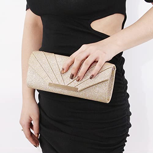 Naimo Womens Sparkle Paillette Clutch Bag Evening Bag Purse for Party Cocktail Wedding Elegance Envelope Purse Wallet Bag (Rose gold)
