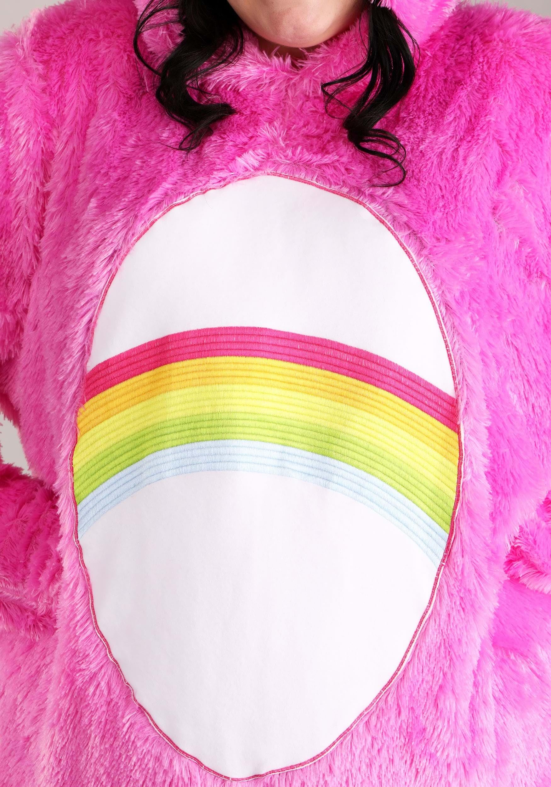 Fun Costumes Cheerful Care Bears Adult - Classic Costume, Fuzzy Halloween Jumpsuit - 3X-Large - Pink