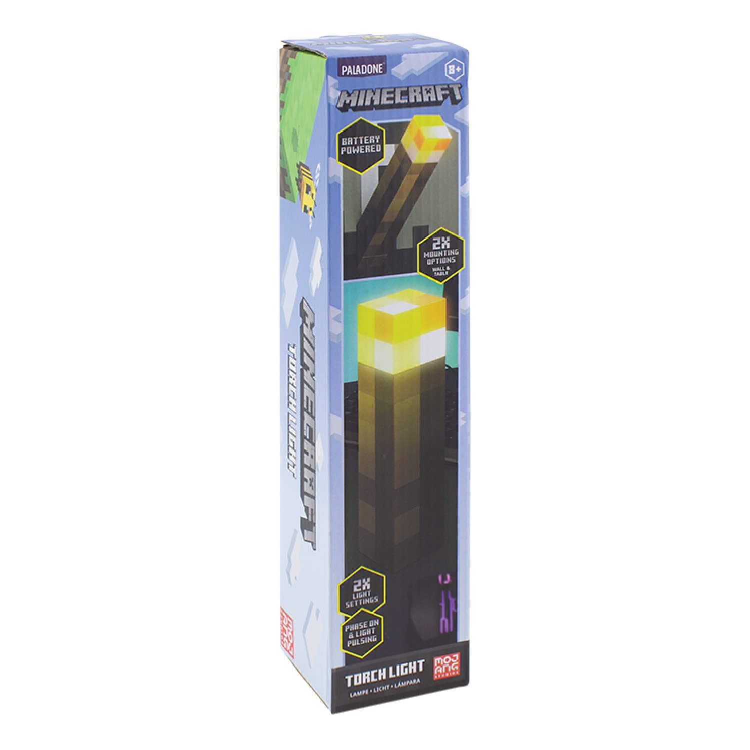 Paladone Minecraft Torch Lamp and Night Light, Wall Mountable or Freestanding, Battery-Powered, Officially Licensed Minecraft Room Decor