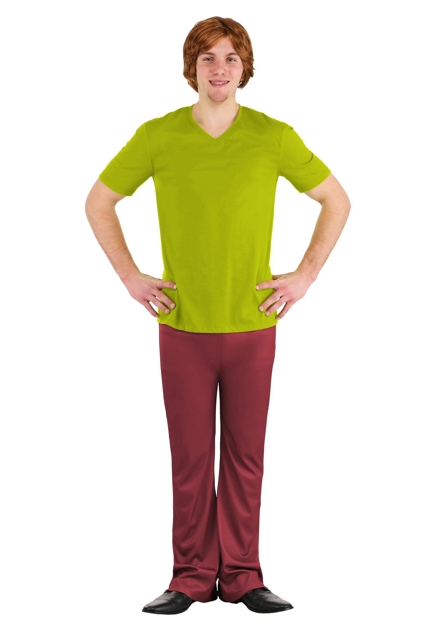 Scooby Doo Shaggy Costume for Men - Green Shirt and Maroon Pants - Hippie Detective Outfit for Halloween