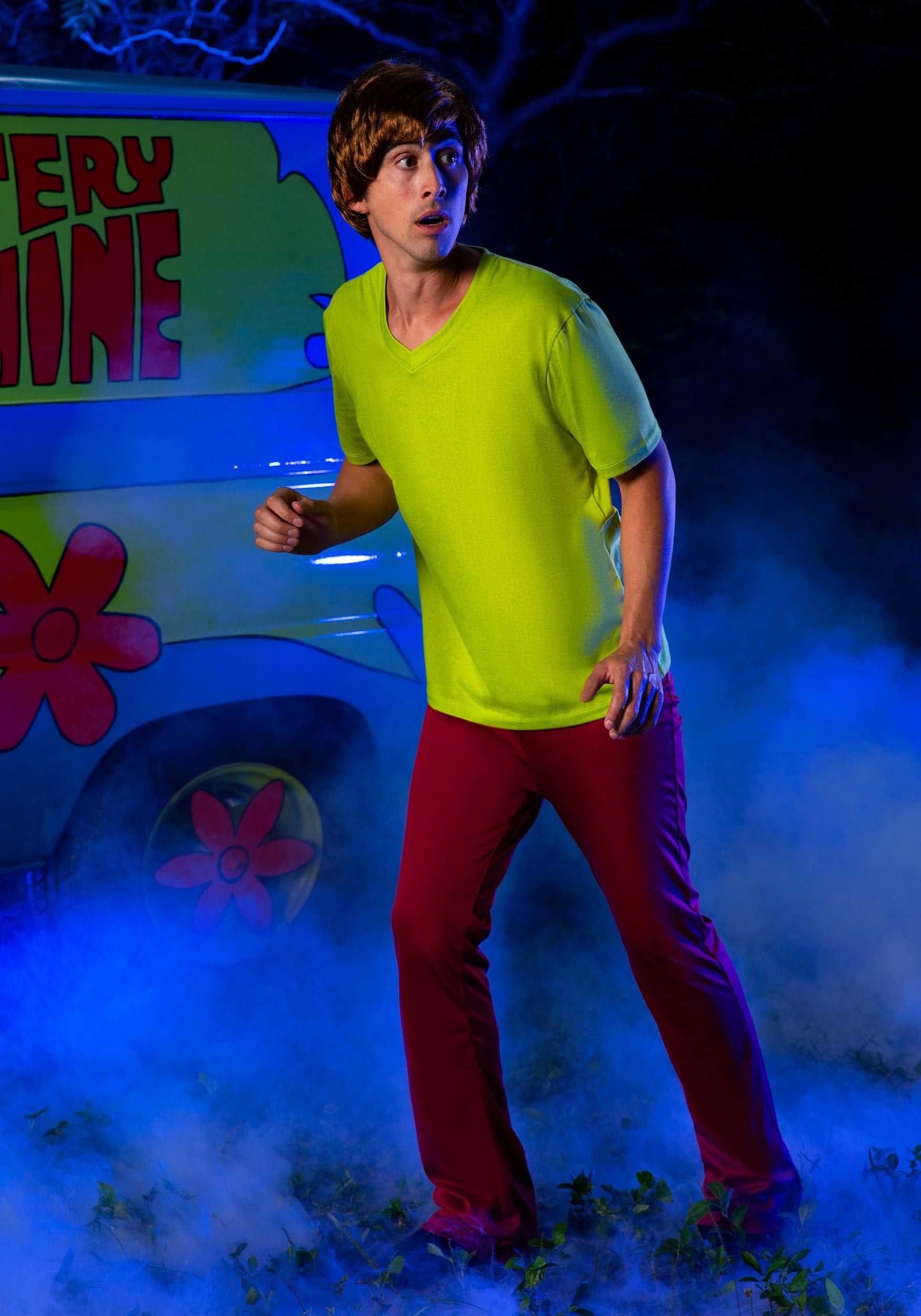 Scooby Doo Shaggy Costume for Men - Green Shirt and Maroon Pants - Hippie Detective Outfit for Halloween