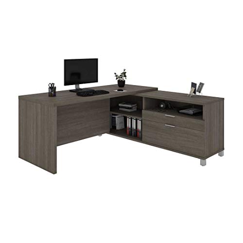 Bestar L Shaped Computer Desk with Storage, 72-inch Corner Desk with Storage, Desk for Office