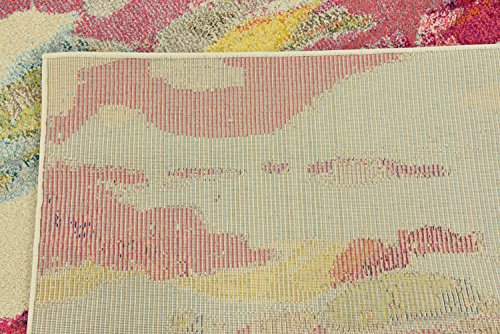 Unique Loom Estrella Collection Light Colors, Abstract, Modern, Vibrant Area Rug, 3 ft 3 in x 5 ft 3 in, Pink/Ivory