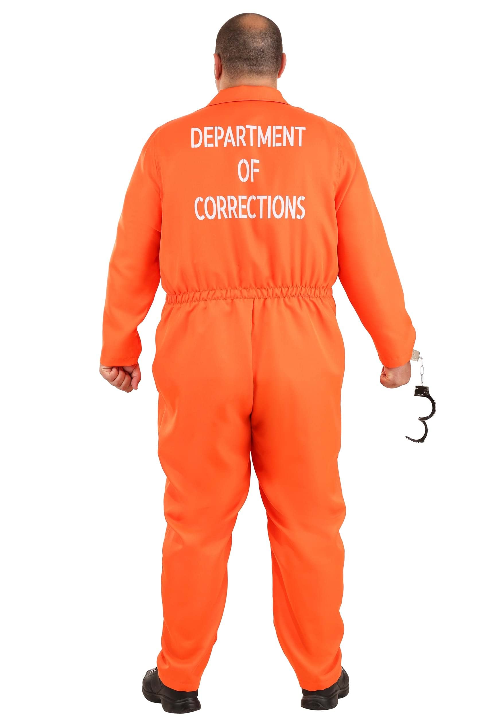 Fun Costumes Adult Plus Size Prison Jumpsuit Costume for Men, Prisoner Halloween Costume, Jail Inmate Uniform - Orange - 2X