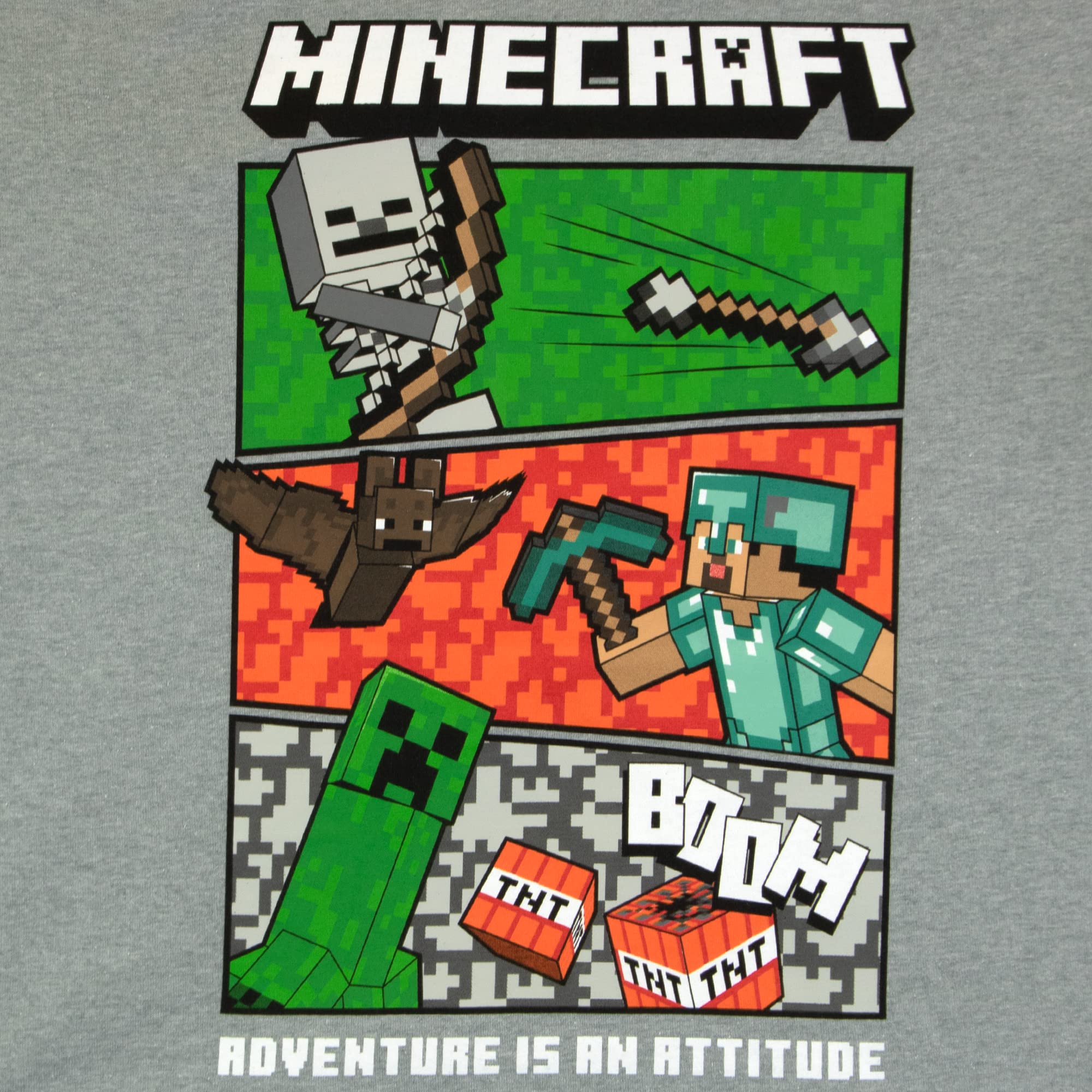 Minecraft Boys Creeper & Characters 3 Colors Short Sleeve T-Shirt Set, 3 Pack (Green/Grey/Black, Size 8)