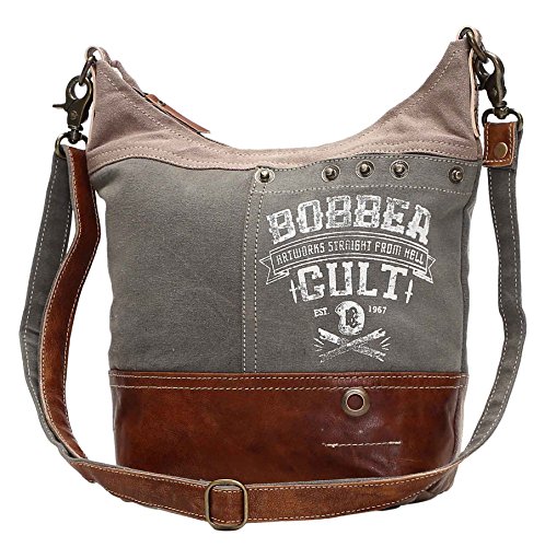 Myra Bag Bobber Upcycled Canvas Shoulder Bag S-0949, Tan, Khaki, Brown, One_Size