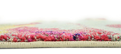Unique Loom Estrella Collection Light Colors, Abstract, Modern, Vibrant Area Rug, 3 ft 3 in x 5 ft 3 in, Pink/Ivory