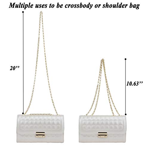 Women's Classic PU Leather Crossbody Purse Shoulder Bags Golden Chain Satchel Handbags(Ivory1)