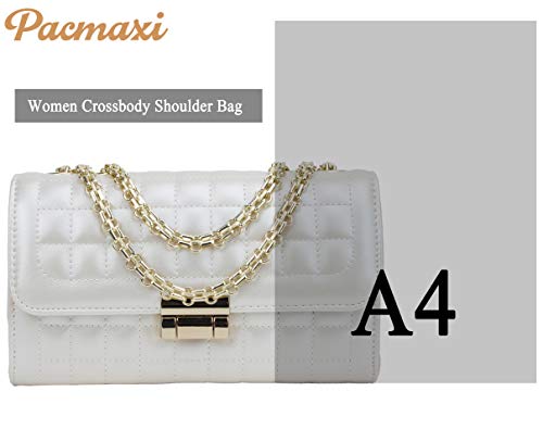 Women's Classic PU Leather Crossbody Purse Shoulder Bags Golden Chain Satchel Handbags(Ivory1)
