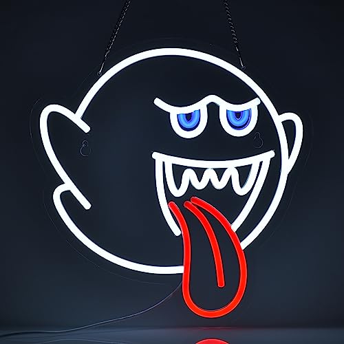 GHOST LED Neon Signs Halloween Beer Bar Club Bedroom Neon Lights for Office Hotel Pub Cafe Wedding Birthday Party Man Cave Night Light Art Wall Lights 13" x 13" Red