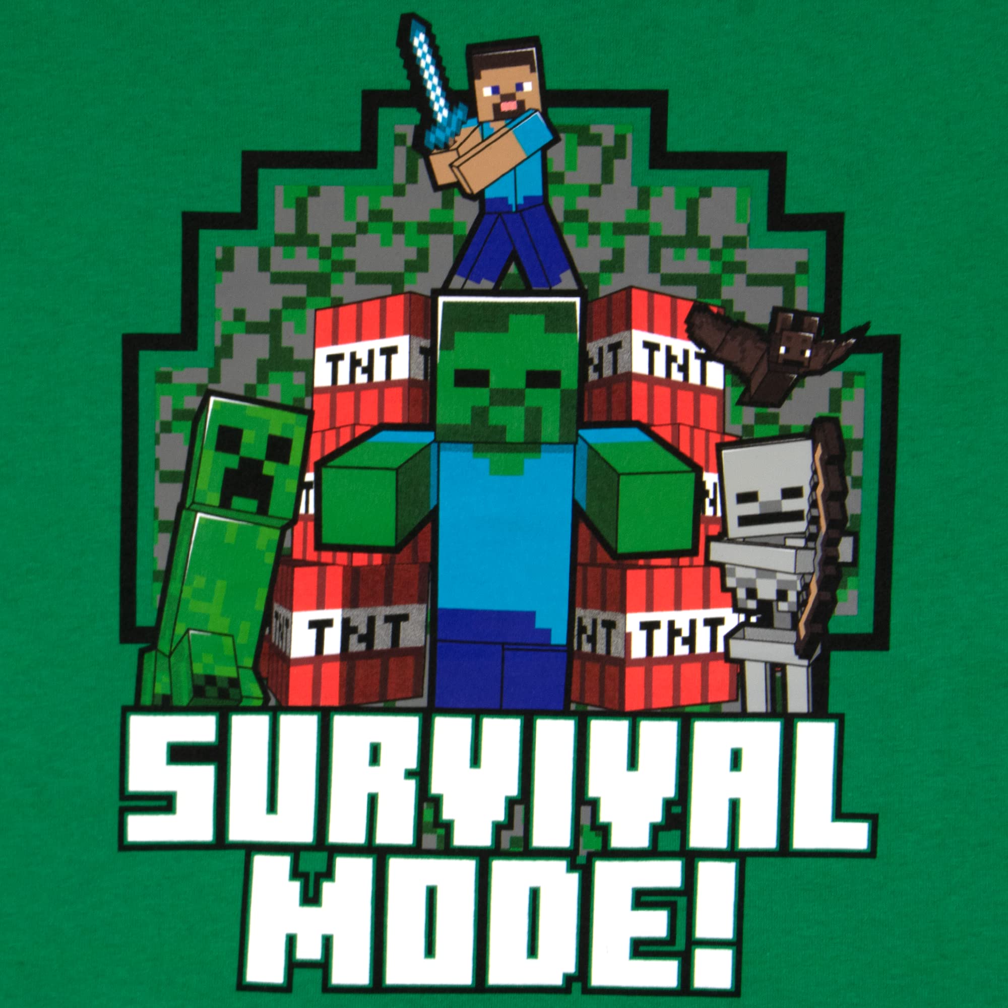 Minecraft Boys Creeper & Characters 3 Colors Short Sleeve T-Shirt Set, 3 Pack (Green/Grey/Black, Size 8)