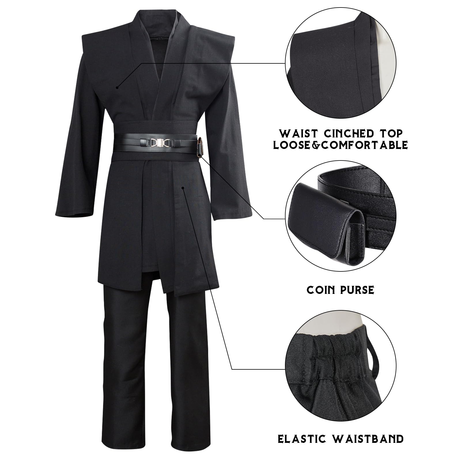 Wecos Tunic Hooded Robe Knight Costume Outfits Halloween Cosplay Costume for Mens Three Versions