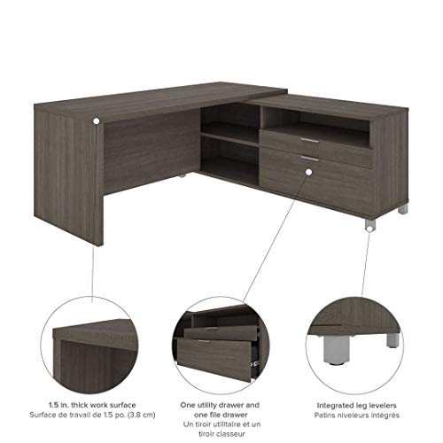 Bestar L Shaped Computer Desk with Storage, 72-inch Corner Desk with Storage, Desk for Office