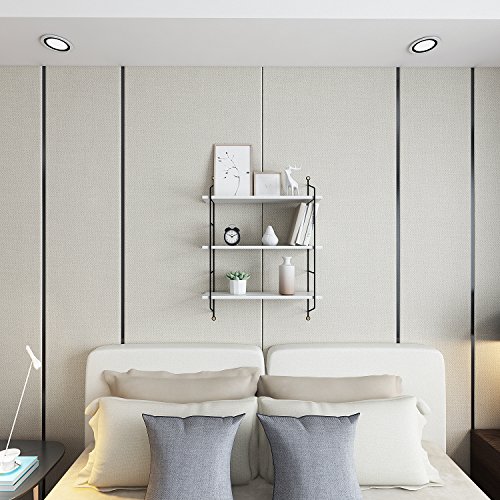 White Floating Shelves Wall Mounted 3-Tier,Storage and Display Rack for Bathroom,Kitchen, Bedroom,Living Room,etc,Sturdy Wood and Metal Hanging Shelf Wall Decor
