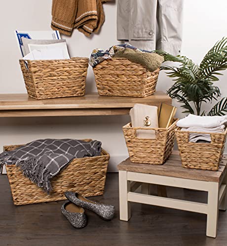 DII Z02006 Natural Water Hyacinth Storage Basket with Handles,Set of 2 Medium