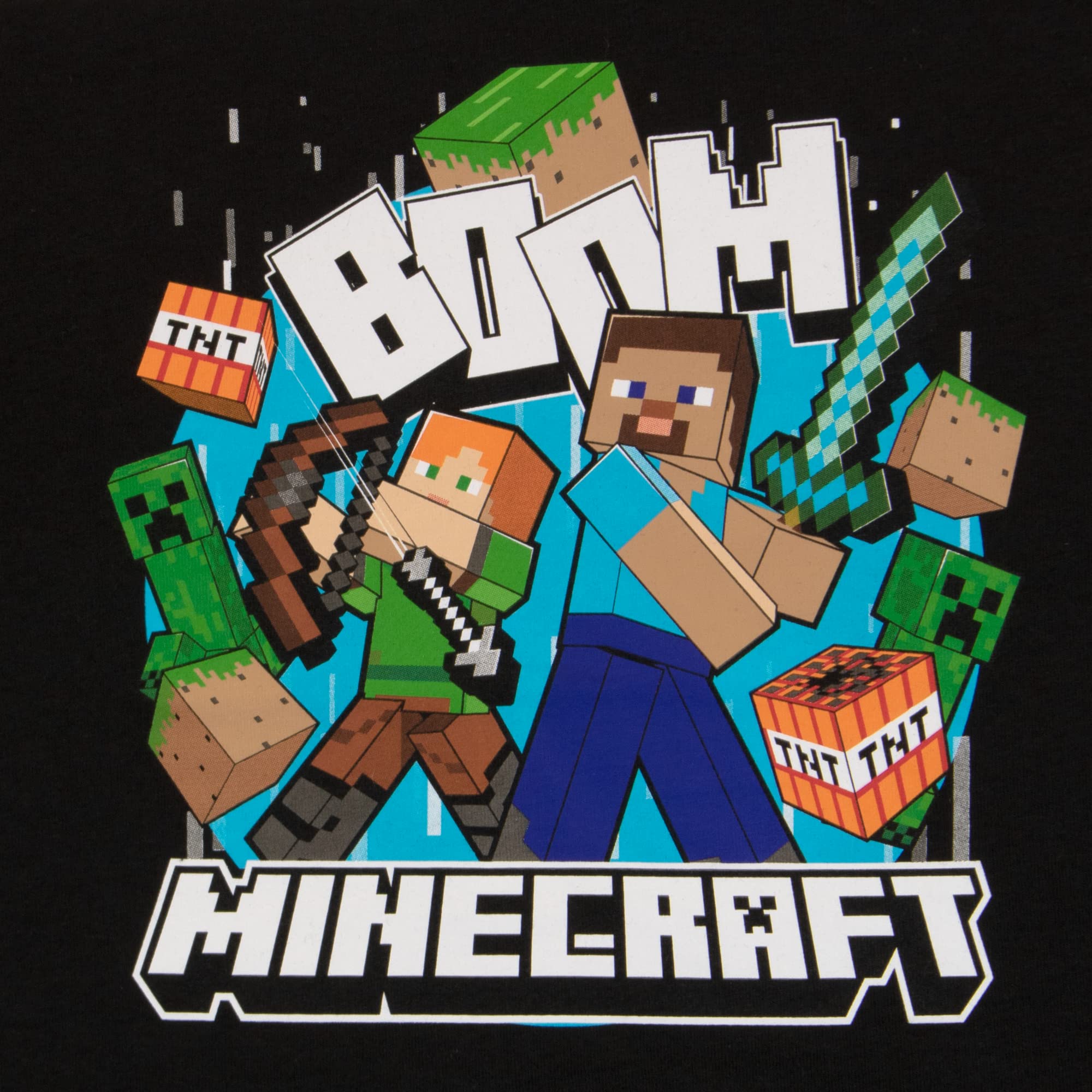 Minecraft Boys Creeper & Characters 3 Colors Short Sleeve T-Shirt Set, 3 Pack (Green/Grey/Black, Size 8)