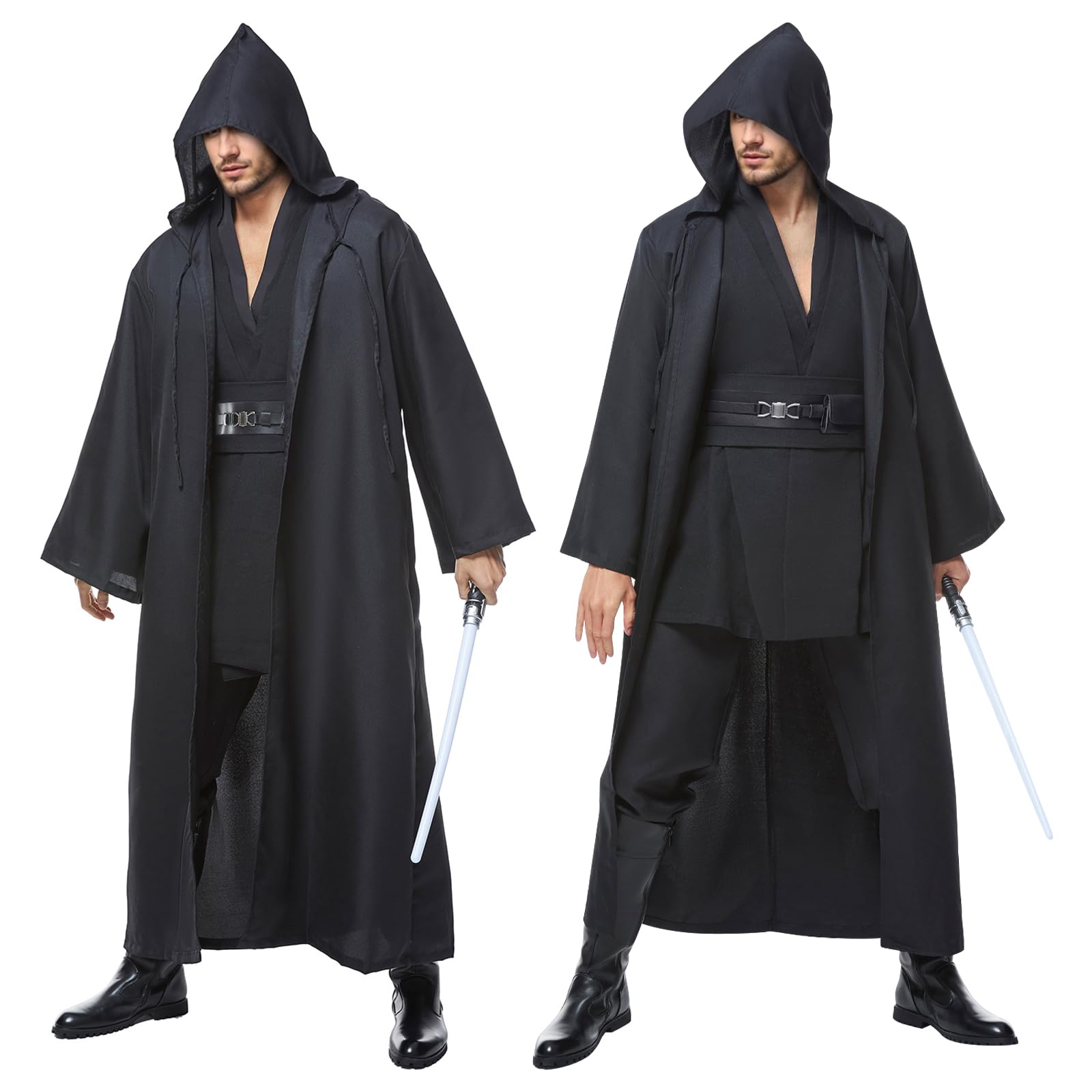 Wecos Tunic Hooded Robe Knight Costume Outfits Halloween Cosplay Costume for Mens Three Versions