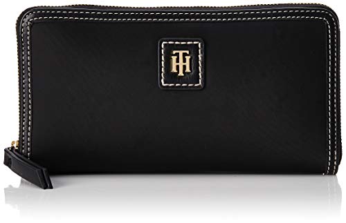Tommy Hilfiger womens Julia Large Nylon Zip Wallet, Black, One Size US