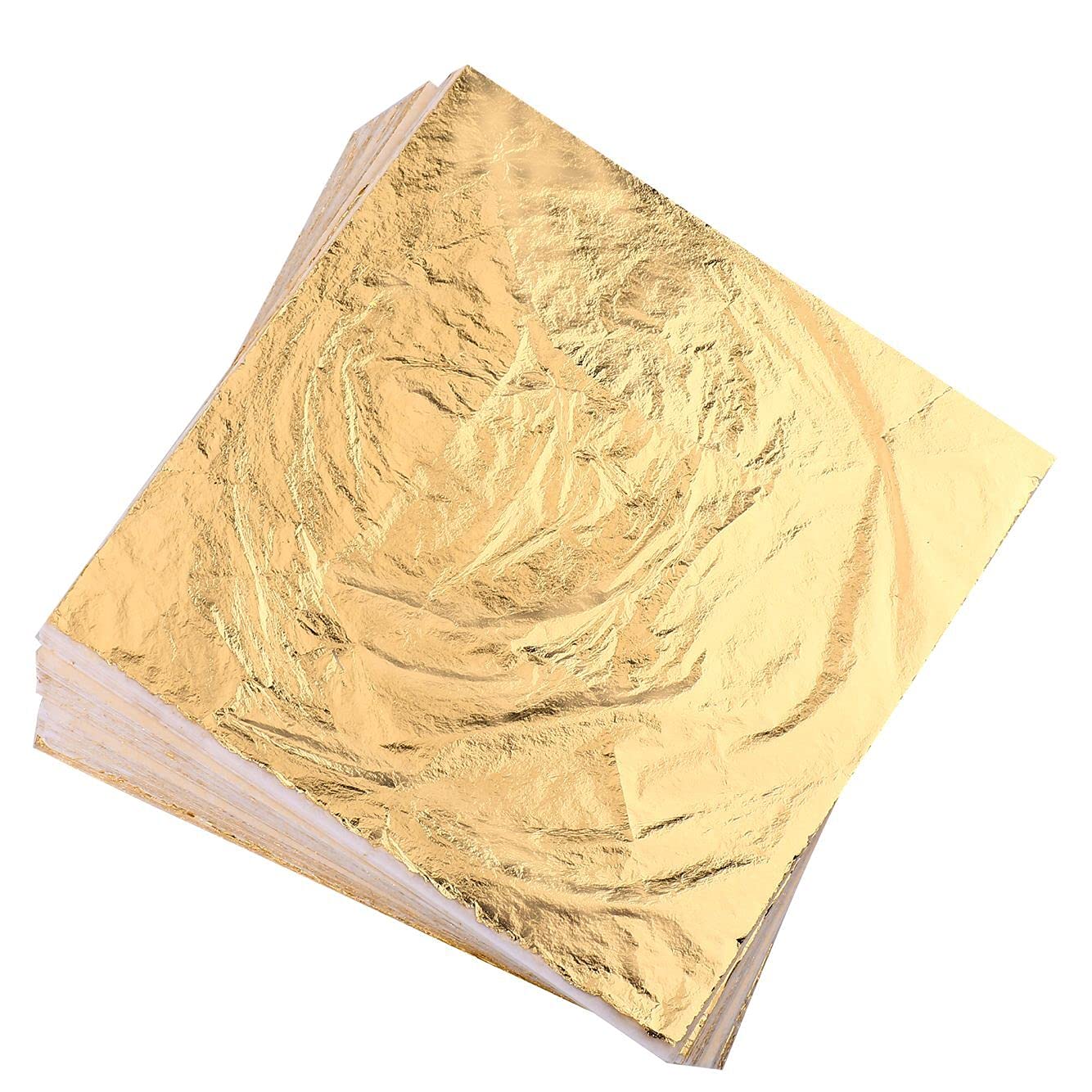 100pcs Imitation Gold Leaf for Arts, Gilding Crafting, Painting, Furniture Decoration, Imitation Gold Foil Sheets 5.5" x 5.5" (Gold-100pcs)