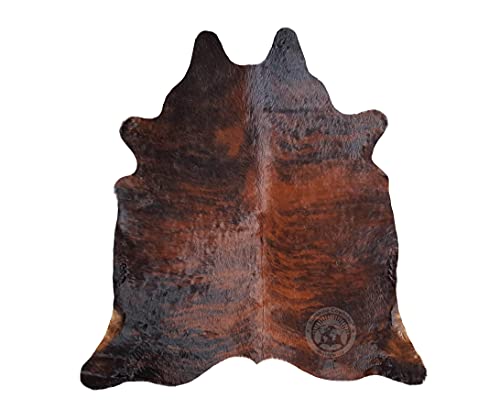 Genuine Brindle Dark Reddish Cowhide Rug 6 x 7-8 ft. 180 x 240 cm
