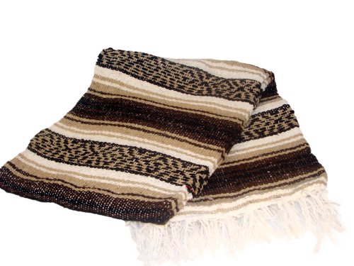 Mexican Blanket Serape colors beige, brown & black