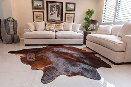 Genuine Brindle Dark Reddish Cowhide Rug 6 x 7-8 ft. 180 x 240 cm