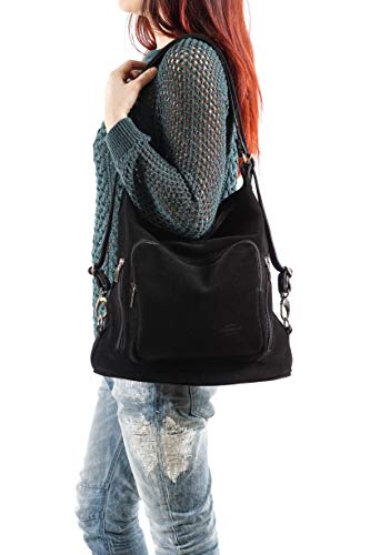 Women Leather Backpack/Purse - Handmade Convertible Hobo Shoulder Bag from Genuine Suede Leather