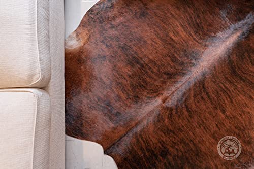 Genuine Brindle Dark Reddish Cowhide Rug 6 x 7-8 ft. 180 x 240 cm