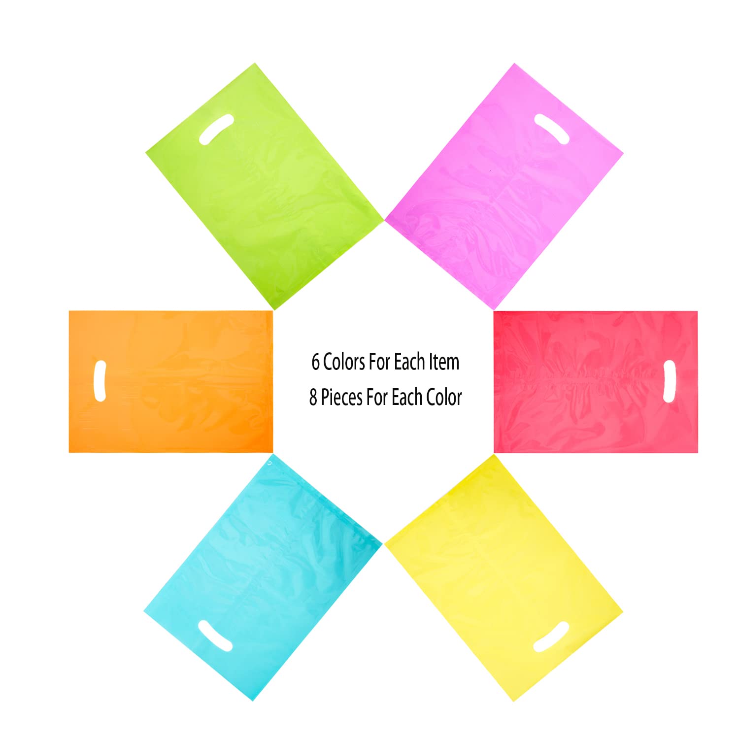HABILE 48 Pack Plastic Party Favor Bags, Rainbow Gift Bags With Assoted Colors For Many Occasions