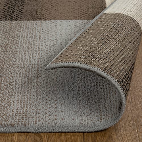 SUPERIOR Indoor Large Area Rug, Jute Backed, Perfect for Entryway, Office, Living/Dining Room, Bedroom, Kitchen, Modern Geometric Patchwork Floor Decor, Clifton Collection, 8' x 10', Grey/Brown