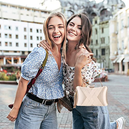 Tanpell Women's Evening Clutch Bags Silk Satin Party Handbags Bridal Wedding Purses with Tassel Pendant Light Apricot