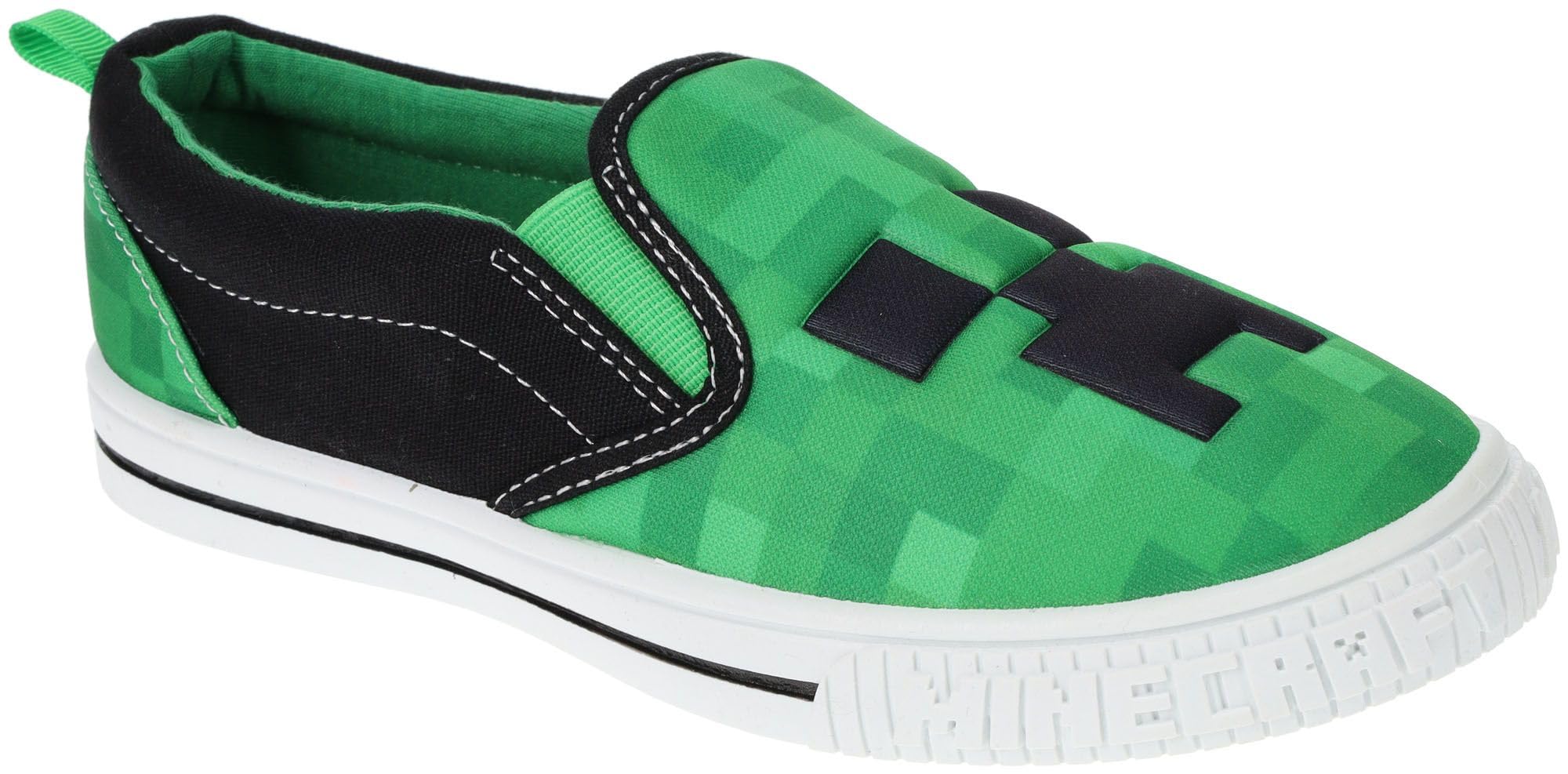 Minecraft Boys' Slip-On Shoes for Big Kids, Sport Skate Shoe Casual, Green, Size 1