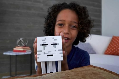 Mattel Minecraft Toys, Fireball Ghast Action Figure with 10 Shooting Discs & Changing Expression, Collectible Toy Inspired by the Video Game