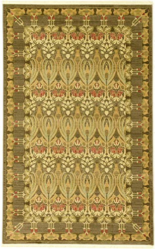 Unique Loom Edinburgh Collection Classic Oriental Traditional French Country Inspired Border Design Area Rug, 5 x 8 ft, Brown/Beige