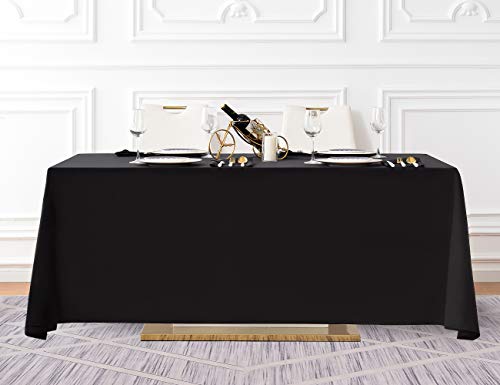 Surmente Tablecloth 90 x 132-Inch Rectangular Polyester Table Cloth for Weddings, Banquets, or Restaurants (Black) ……