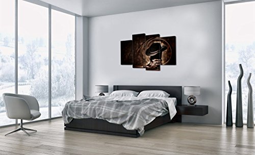 VVOVV Wall Decor Cowboy Wall Art american western art Hat and Boots West Rodeo Elements The Picture Prints on Canvas Stretched and Framed Ready To Hang Living Room Decoration