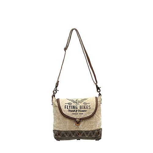 Myra Bags Flying Bikes Upcycled Canvas Crossbody Bag S-1036