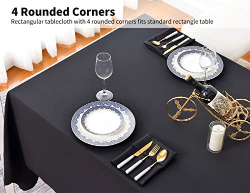 Surmente Tablecloth 90 x 132-Inch Rectangular Polyester Table Cloth for Weddings, Banquets, or Restaurants (Black) ……