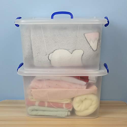Vababa 4-Pack 12 L Clear Plastic Latch Storage Boxes with Lids