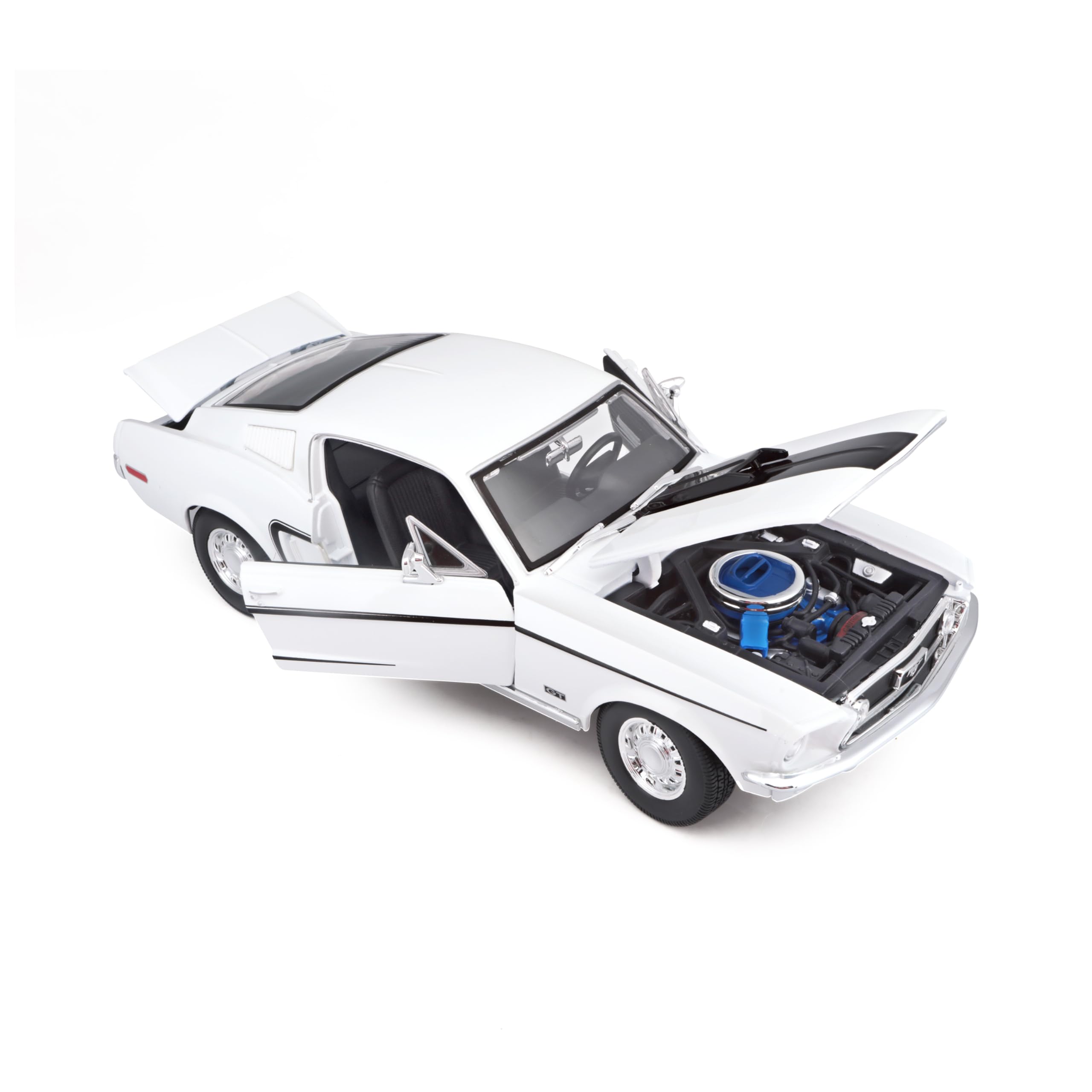 Maisto 1968 Ford Mustang GT Cobra Jet Hard Top 1/18 Scale Diecast Model Vehicle Blue