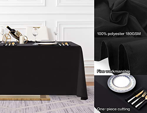 Surmente Tablecloth 90 x 132-Inch Rectangular Polyester Table Cloth for Weddings, Banquets, or Restaurants (Black) ……