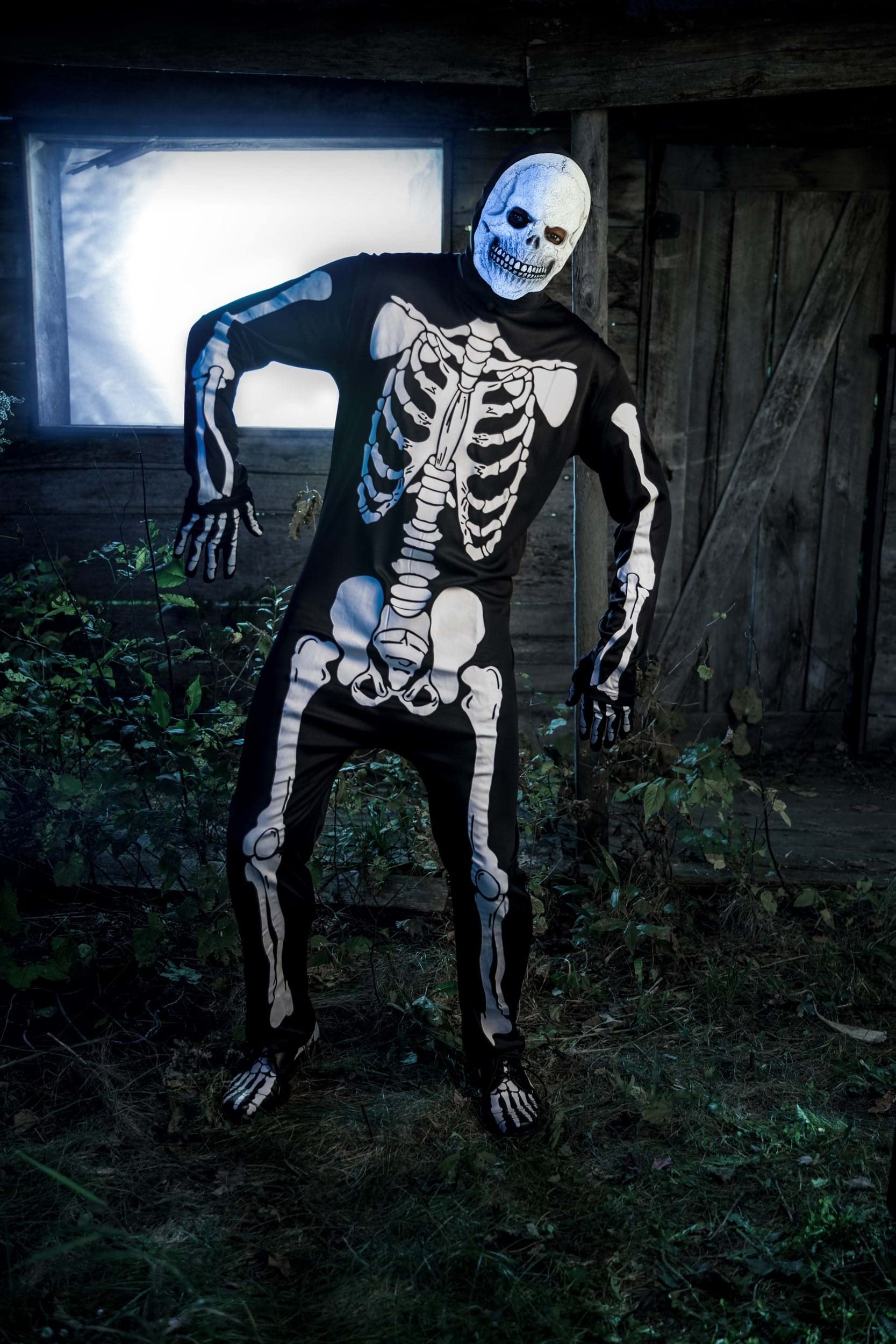 Fun World Skeleton Adult Costume, Multicolor, 4X