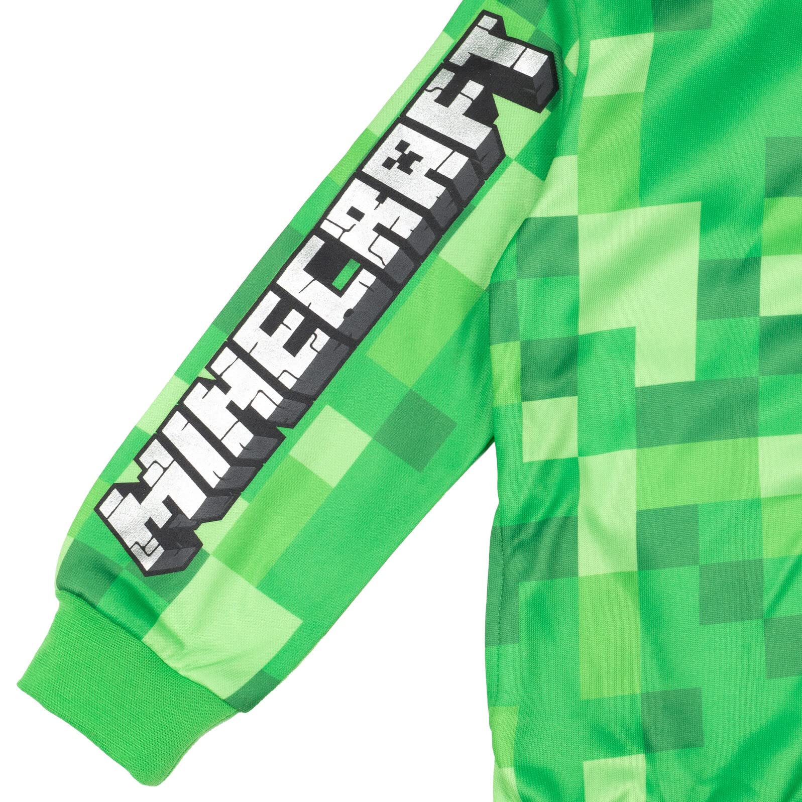 Minecraft Creeper Little Boys Fleece Zip Up Hoodie with Mesh Cosplay Hood Mask Green 4