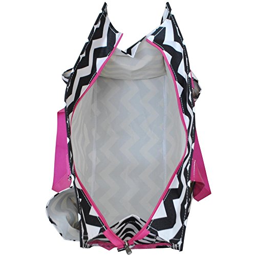 Ocean Themed Prints NGIL Large Travel Caddy Organizer Tote Bag (Chevron Tote Hot Pink and Black)