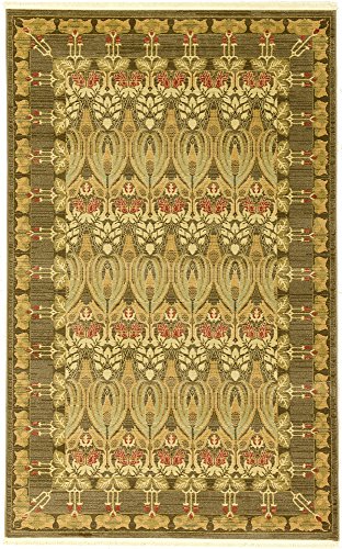 Unique Loom Edinburgh Collection Classic Oriental Traditional French Country Inspired Border Design Area Rug, 5 x 8 ft, Brown/Beige