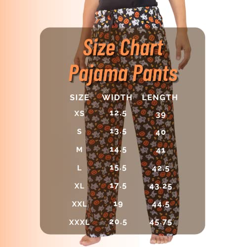 Unique Baby Adult Halloween Colored Ghosts Pajama Pants (3X-, Black)