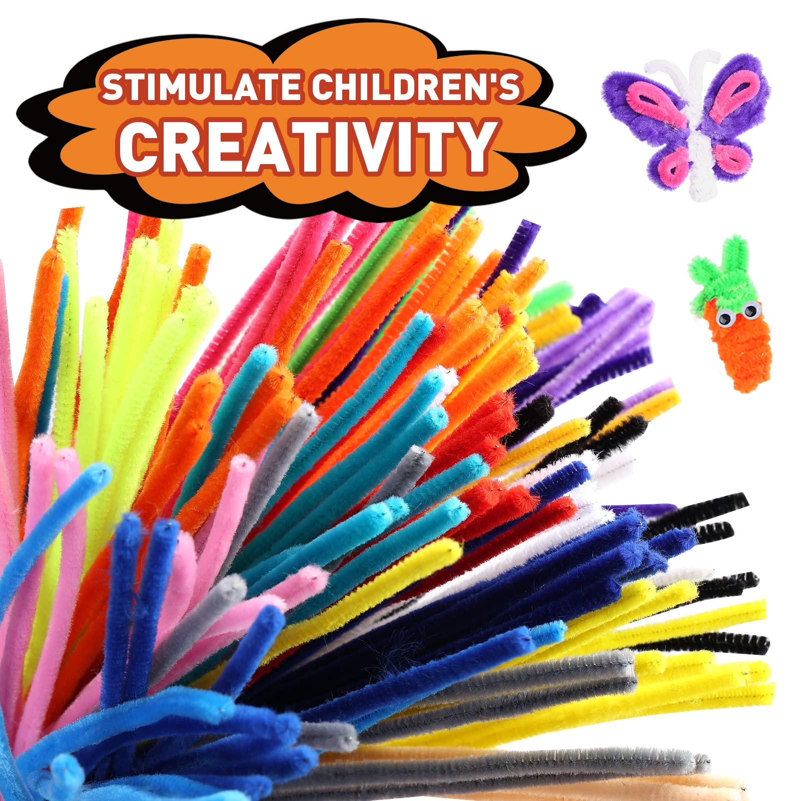 Aoibrloy 200 Pieces Pipe Cleaners Craft Supplies, Multi-Color Chenille Stems Craft Pipe Cleaners Bulk for DIY Art and Craft Projects, 12inch x 6mm