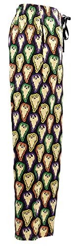 Unique Baby Adult Halloween Colored Ghosts Pajama Pants (3X-, Black)